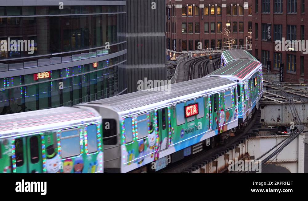 Chicago Transit Authority CTA Holiday train with Santa leaving the ...