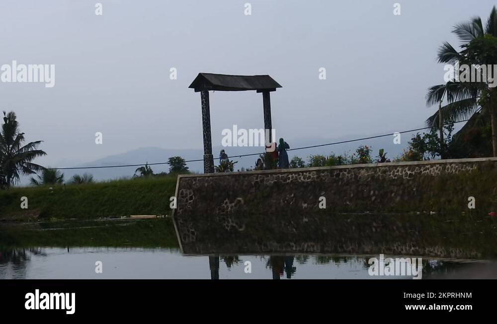 people arriving and view on one of the lakes in Sukabumi, west java ...