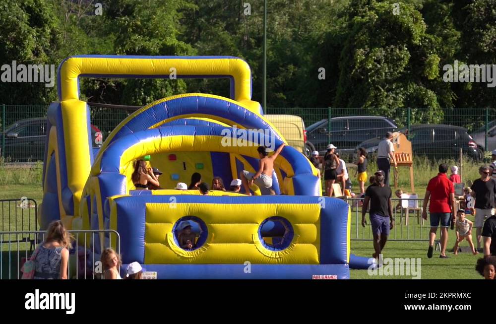 Playing on a bouncy castle Stock Videos & Footage - HD and 4K Video ...