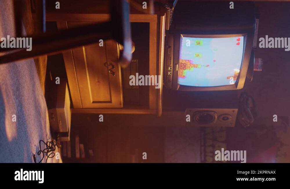 Vertical Screen Retro Nostalgic Arcade Game on Old TV Stock Video ...