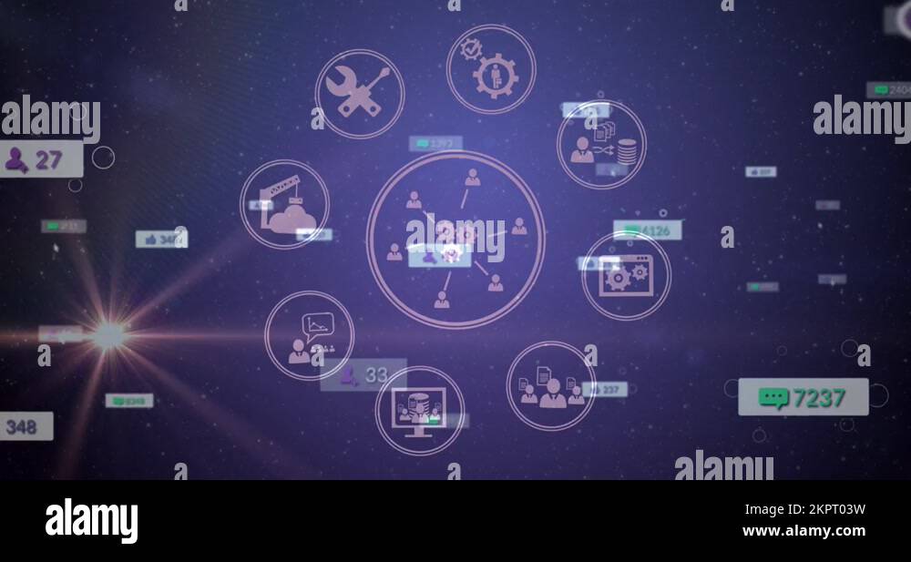 Animation network glowing media icons Stock Videos & Footage - HD and ...