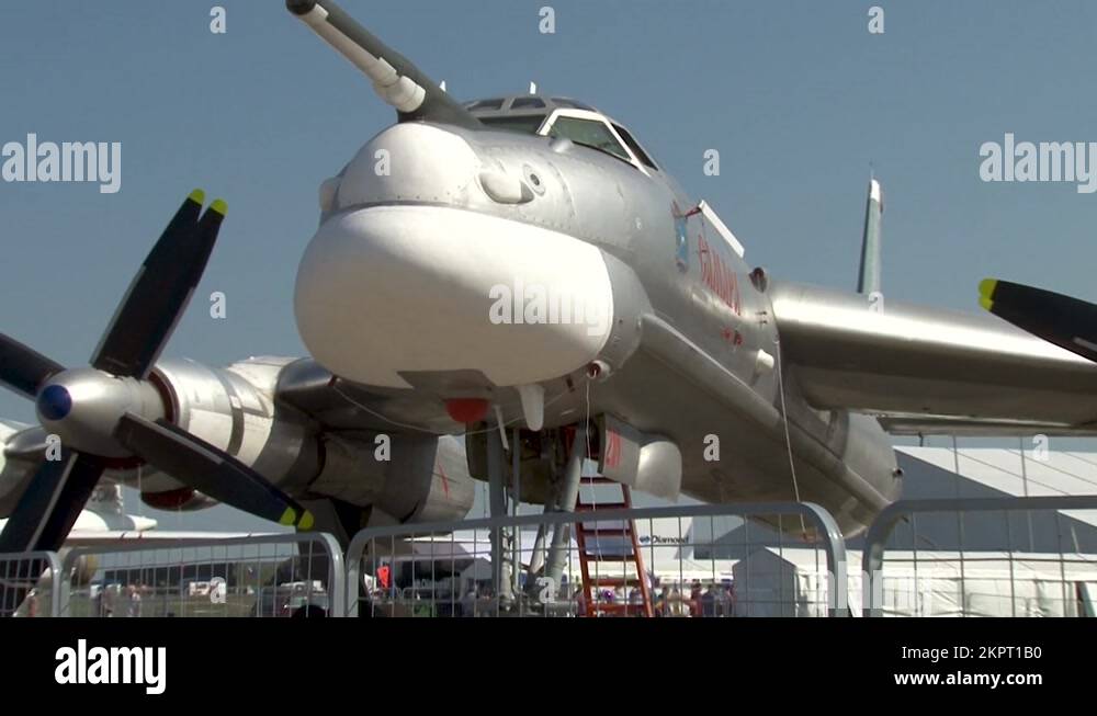 Strategic bomber-missile carrier Tupolev Tu-95MS at parking lot MAKS ...