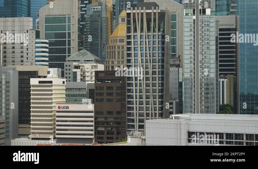 singapore city downtown office buildings front facade rooftop panorama ...