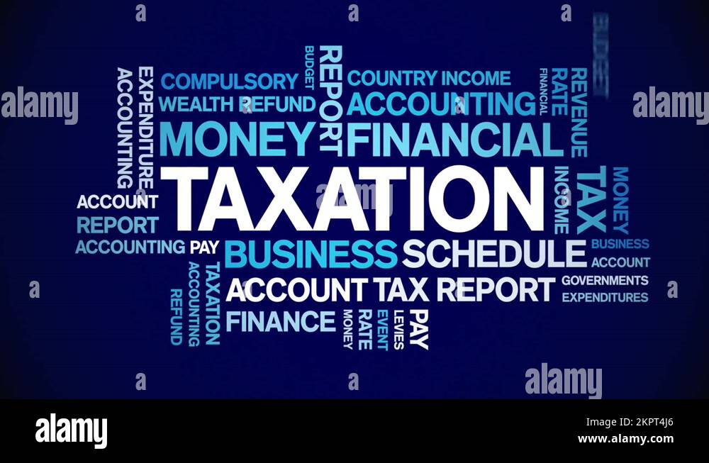 Taxation animated tag word cloud,animation kinetic typography seamless ...