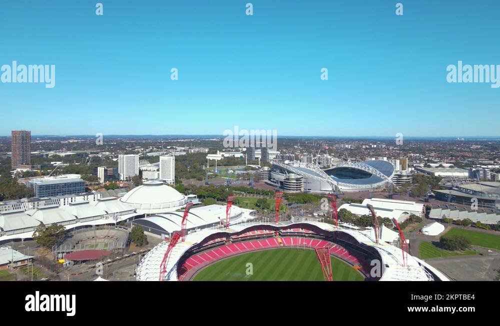Aerial drone view over Sydney Olympic Park, showing Accor stadium Stock ...