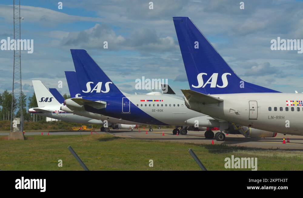 airplane tails scandinavian airlines sas parked due to pilot strike ...