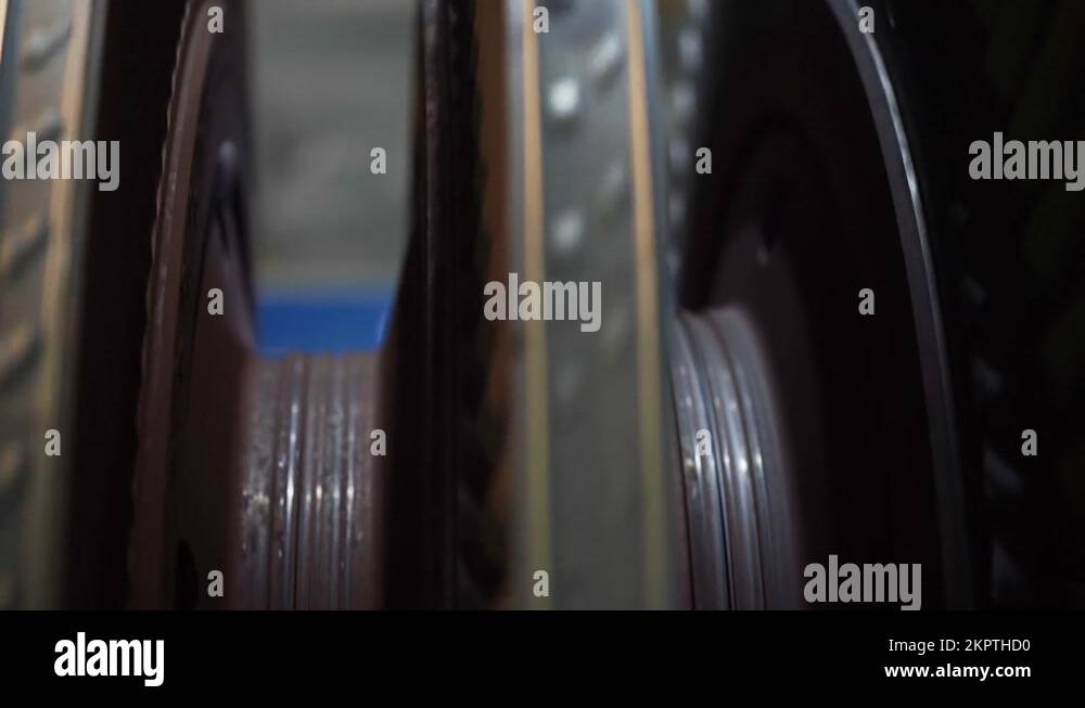 Rotation Of Industrial Automated Gas Turbine Engine Machine Blade ...