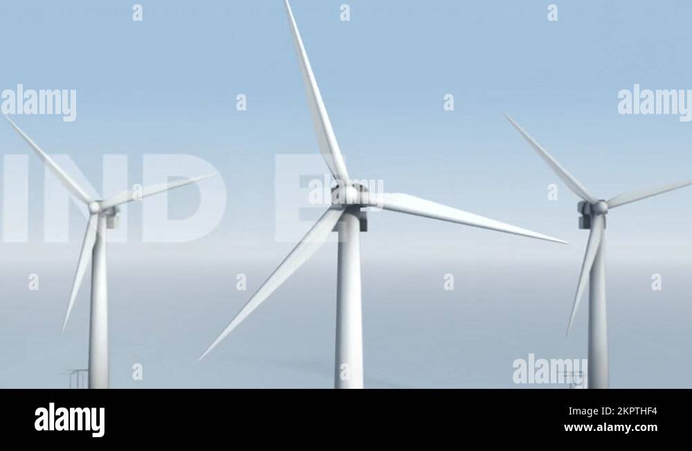 Three Wind Turbines. Wind Energy is converted for electrical power ...