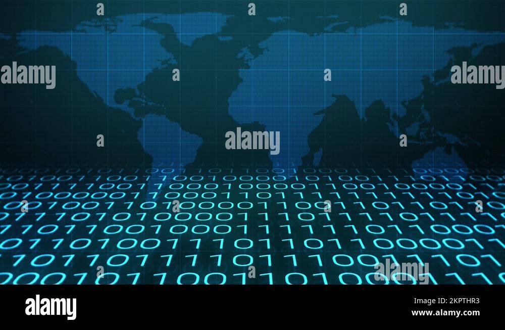 Digital Binary Code Random Number Technology Business World Map Background Stock Video Footage ...