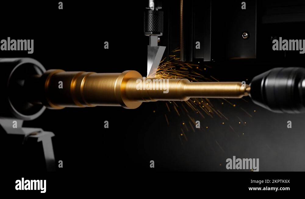 The CNC lathe produces steel parts. The automotive manufacturing ...
