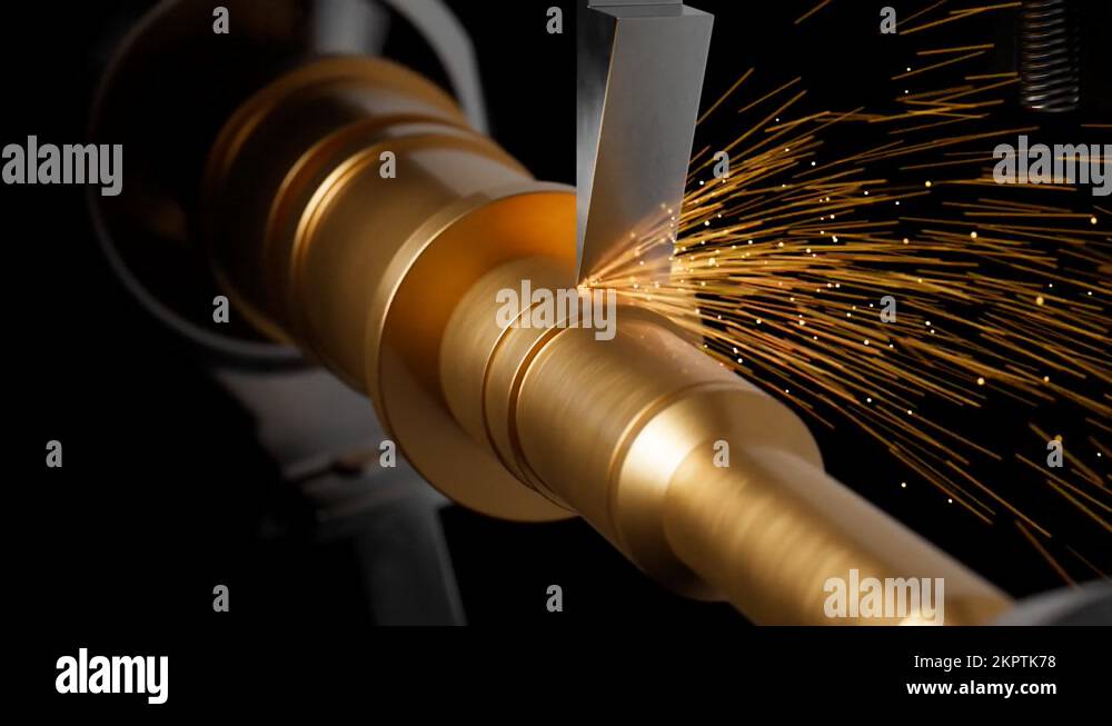 The CNC lathe produces steel parts. The automotive manufacturing ...