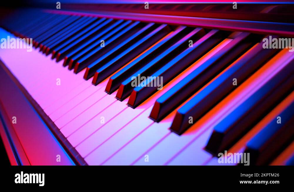 Seamless looping animation of the piano keyboard. Realistic detailed ...