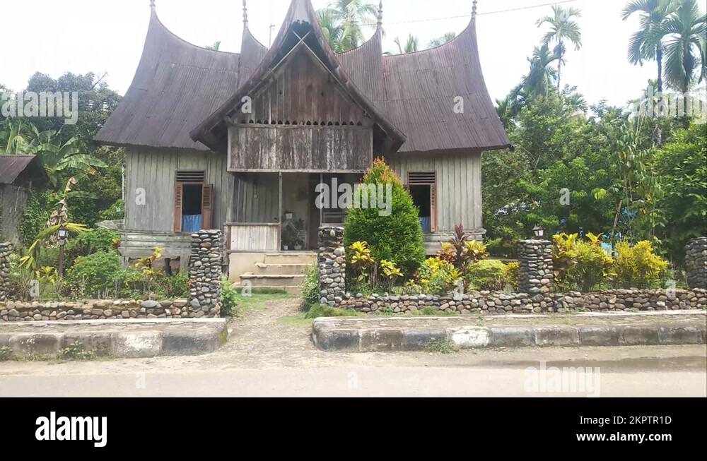 view of traditional house of Minangkabau tribal (Rumah Gadang) in Stock ...