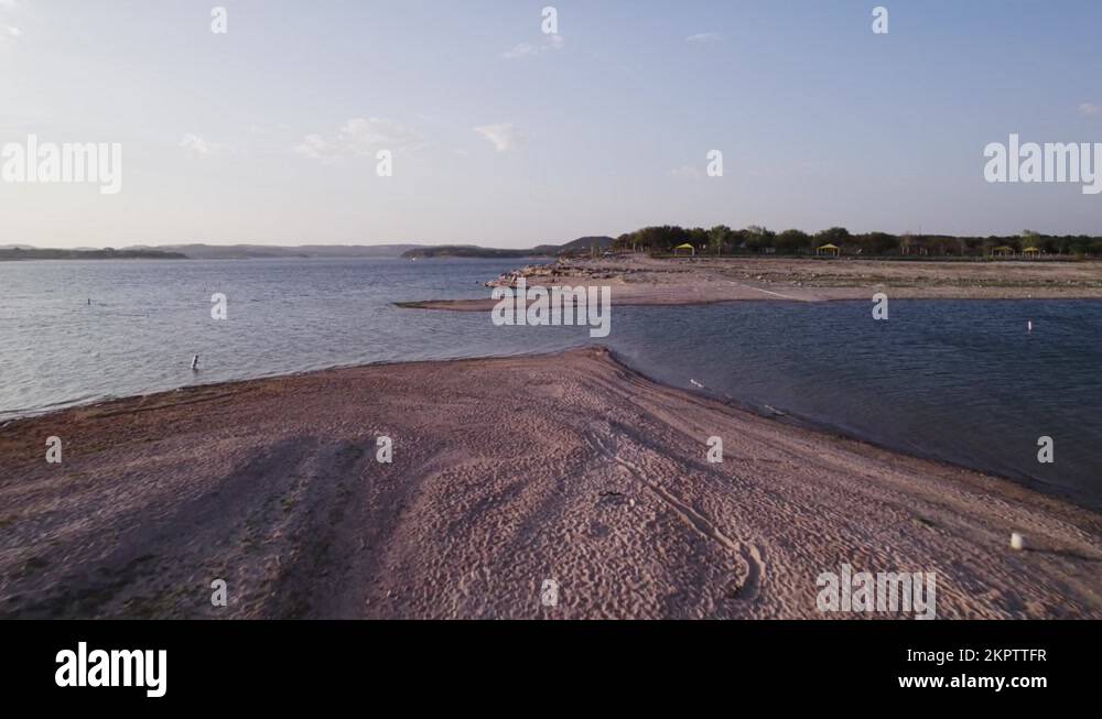 austin texas drone of lake Travis at windy point park during sunset ...