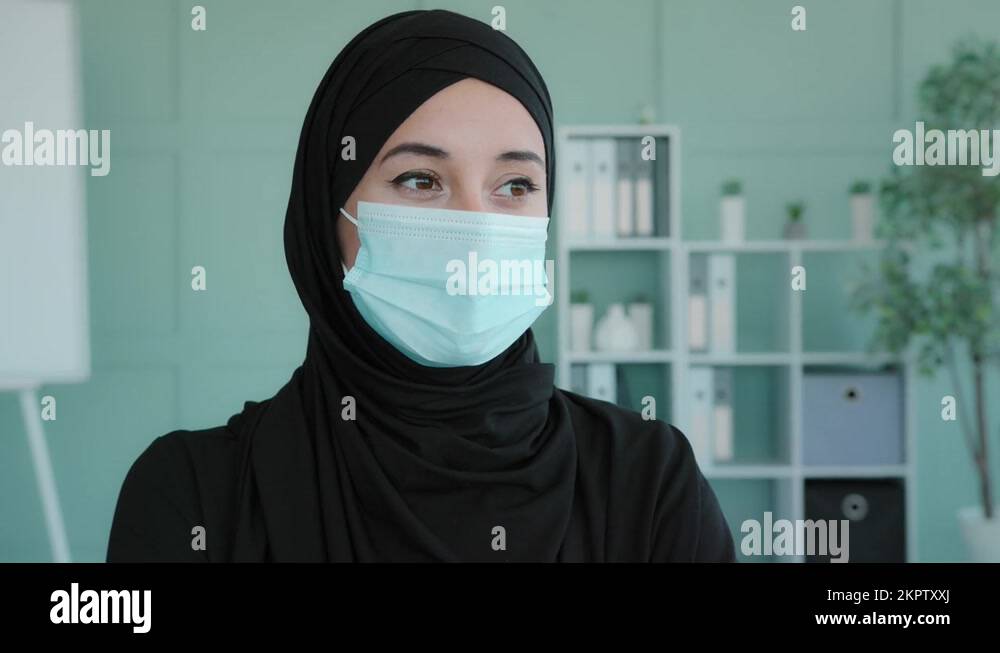 Portrait Arab girl Islamic Muslim woman wearing black hijab wearing ...