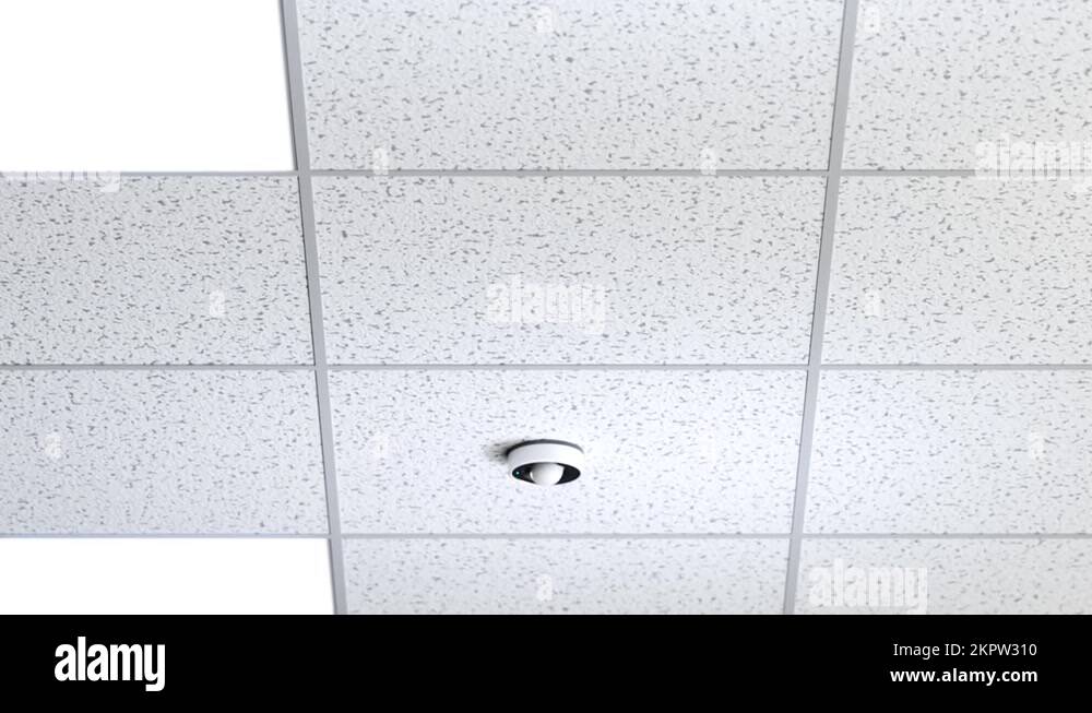 Loopable animation of grid ceiling with motion sensor devices. Turning ...