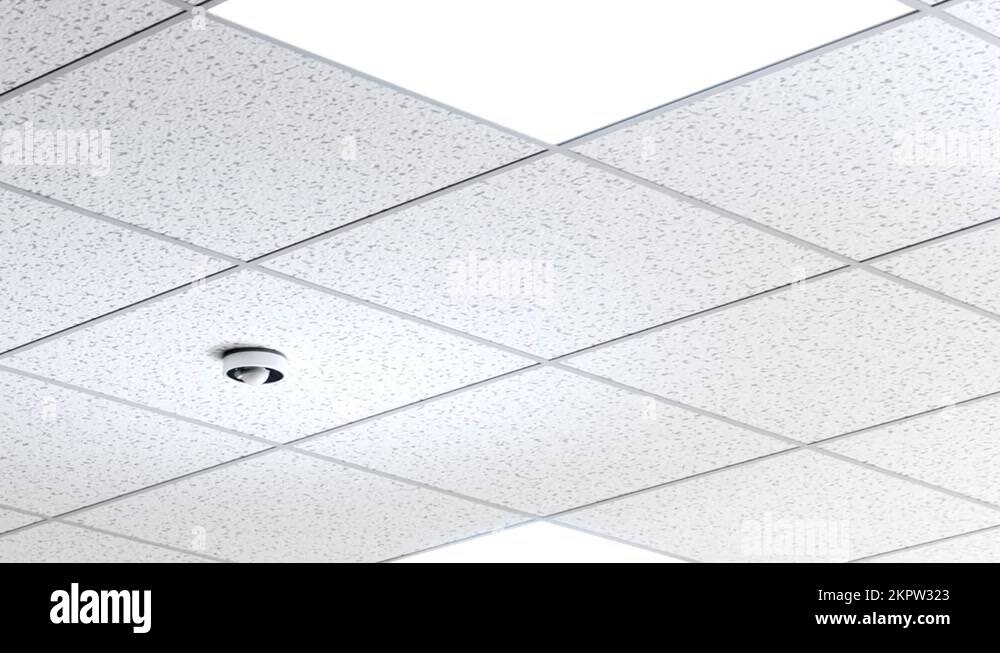 Loopable animation of grid ceiling with motion sensor devices. Turning ...