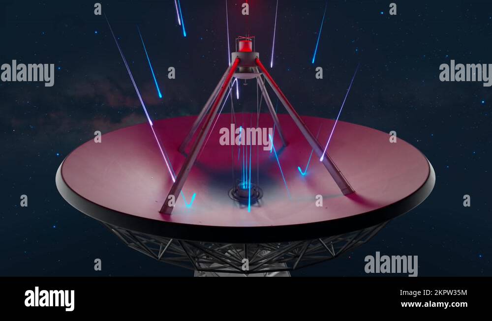 Enormous satellite dish gathering wave signals from the space during ...