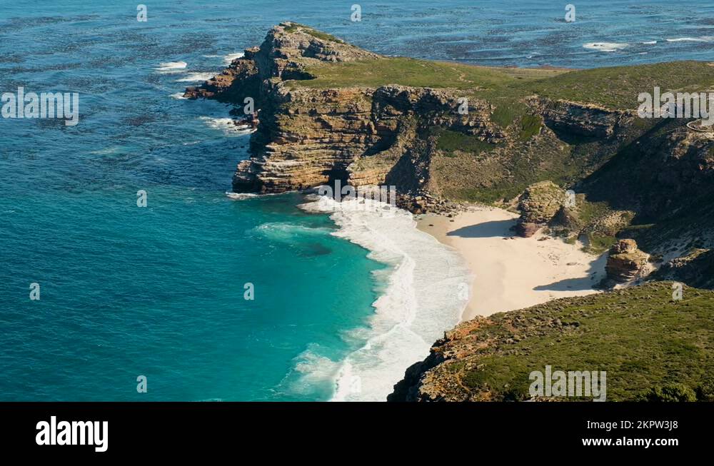Pristine Diaz Beach at Cape Point, Cape Peninsula; static elevated view Stock Video Footage - Alamy