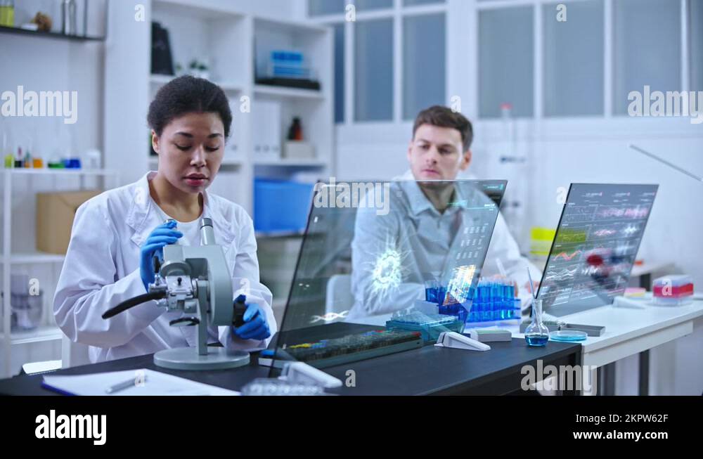 Female scientist microscope screen cell Stock Videos & Footage - HD and ...