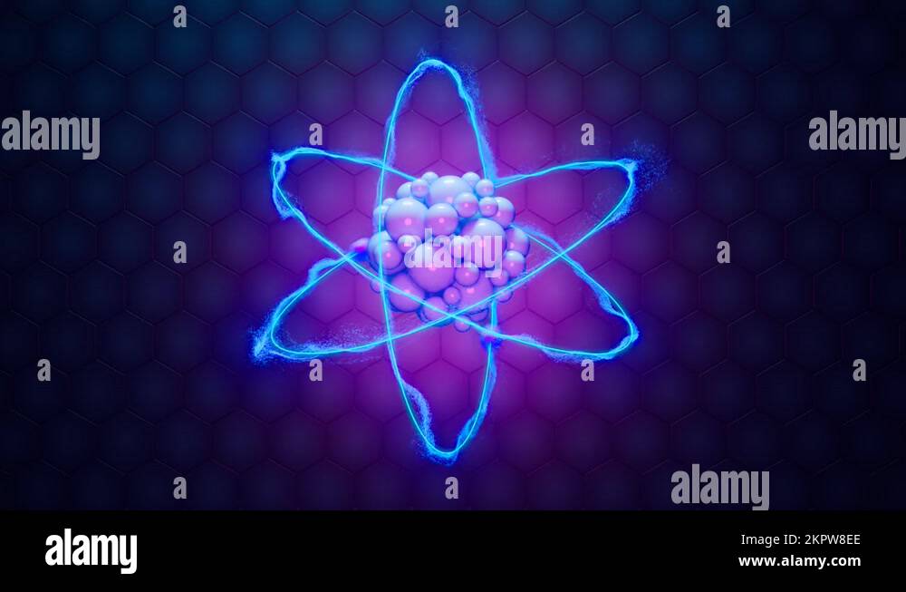 Abstract visualization of the molecule. Glowing atom symbol with ...