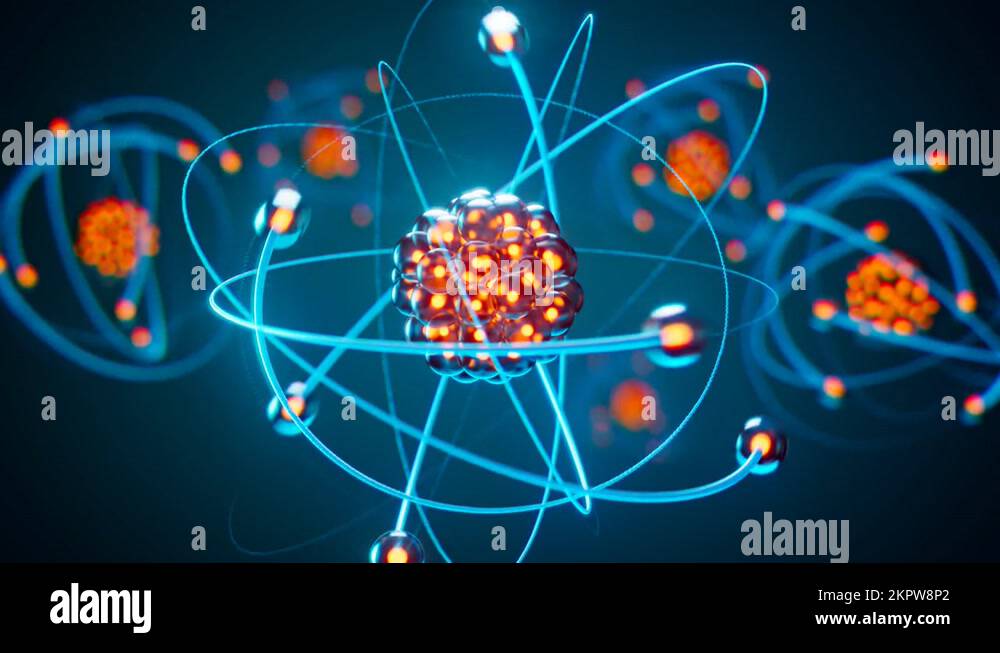 Abstract Visualization Of The Molecule Glowing Atom Symbol With Electrones Stock Video Footage