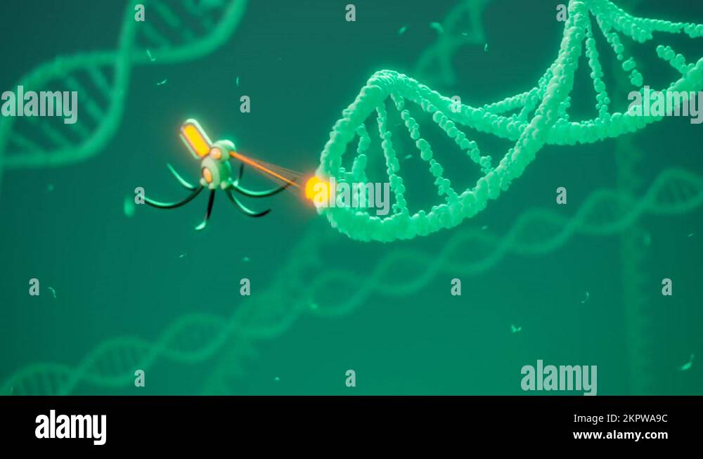 Animation of the nanobot creating DNA double helix Futuristic concept ...