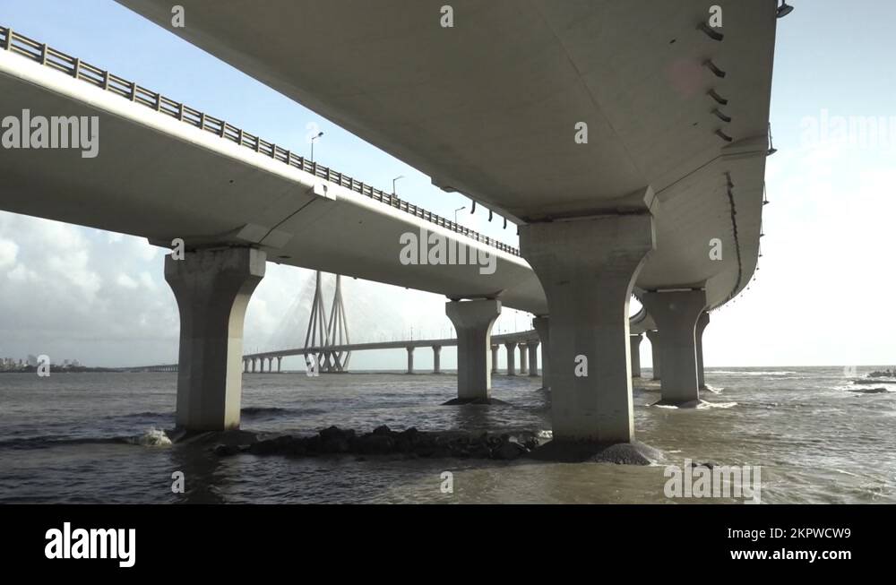 Under the Bandra- worli sea link bridge, Mumbai, India Stock Video ...