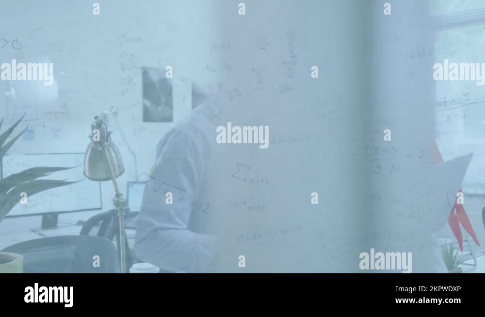 Animation of math formulas over diverse female and male coworkers in ...