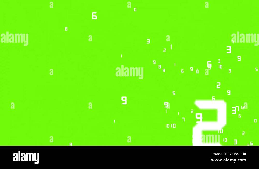 Green screen with white random numbers, rotating motion, seamless loop ...