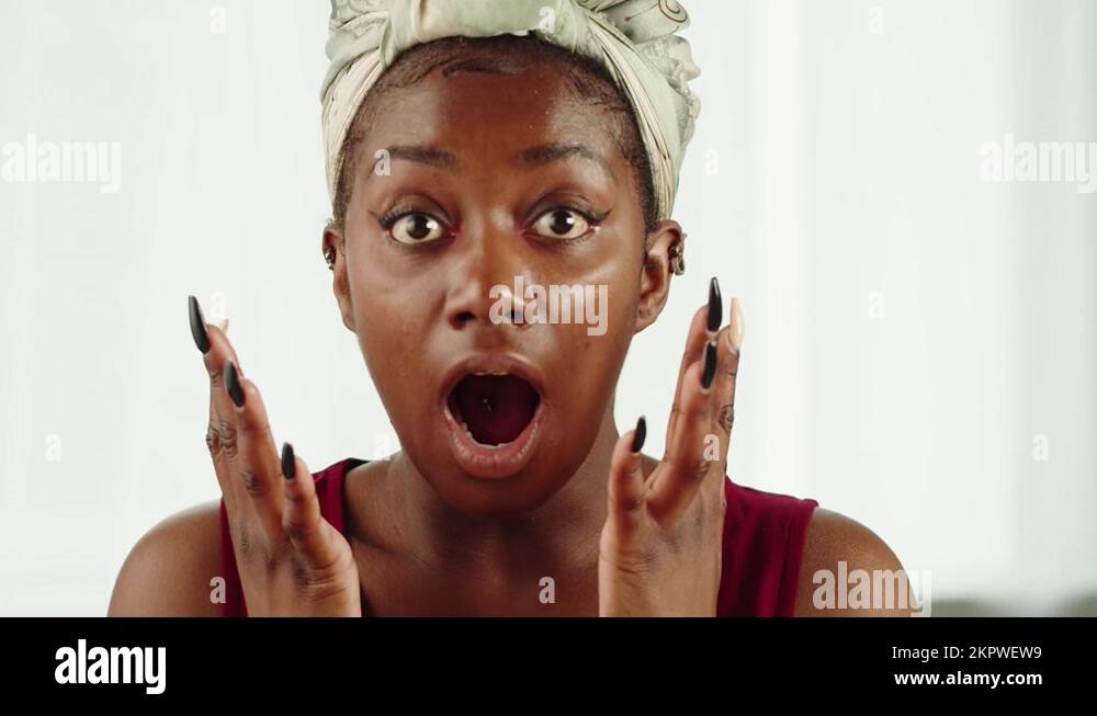 Shocked native African woman portrait. Young female student expressing ...