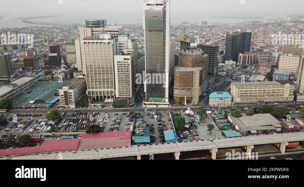 Ariel view 1 of Lagos Island Commercial District in Lagos Nigeria Stock ...