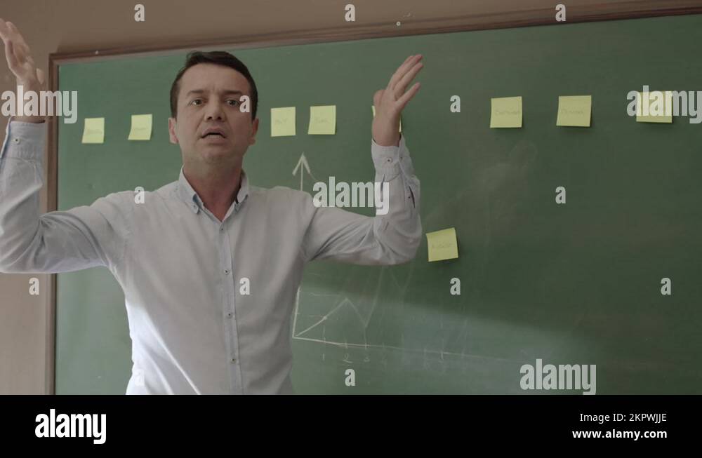 Angry teacher screaming and gesturing violently,unhappy with students ...