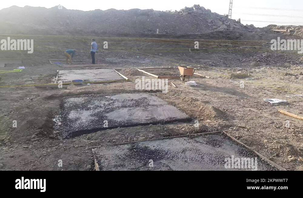 Multi storied Building construction in India - PCC footing in a square ...