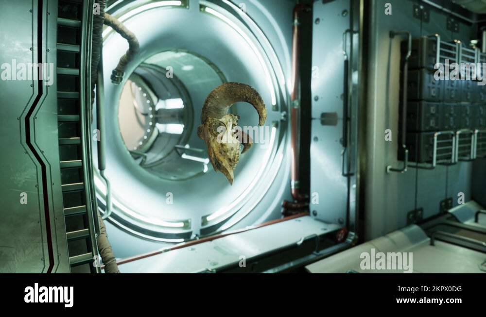 skull of dead ram in international space station Stock Video Footage ...