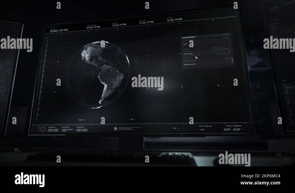 Surveillance Satellite Searches Digital Map For Location Tracking ...