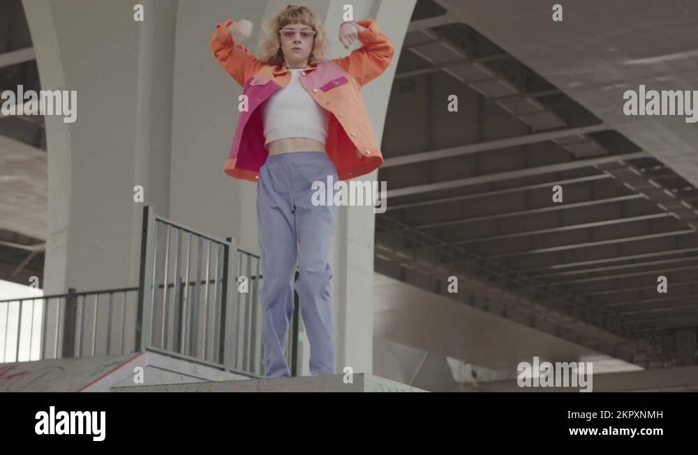 Y2K Girl Hip Hop Dancing in Parking Lot Stock Video Footage - Alamy