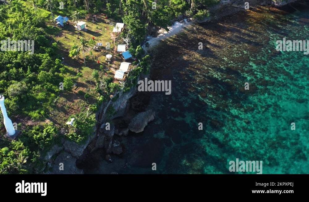 Scenic Coast Of Limasawa Island In The Philippines - aerial top down ...
