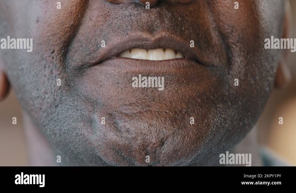 Extreme close up unshaven male wrinkled human face unrecognizable ...