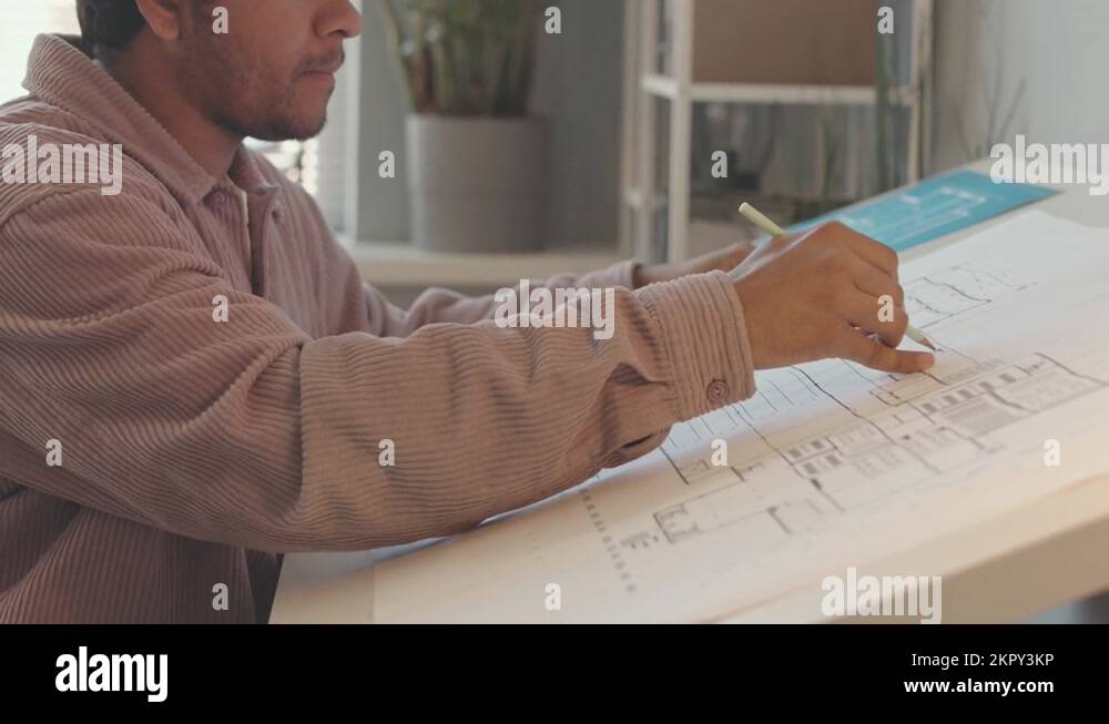 Biracial Architect Drawing House Plan Stock Video Footage - Alamy