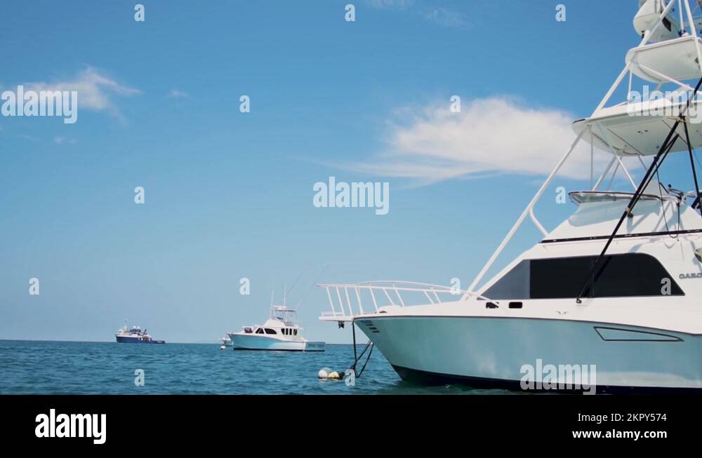 Sailing yachts at Jaco bay in Costa Rica, beautiful boat, Full HD Slow ...