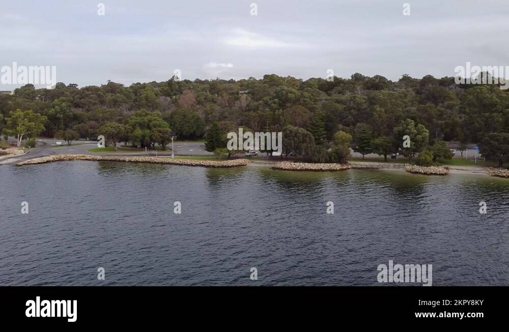 Aerial Pan Right Over The Swan River Perth Near Point Walter Reserve ...