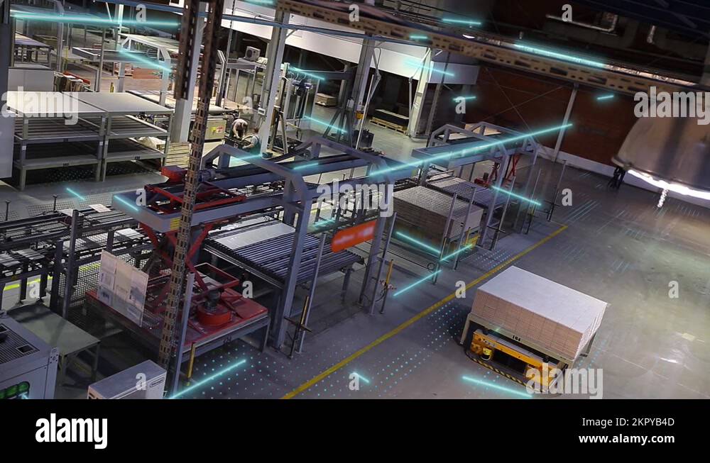 Visualization of futuristic technologies in an automated factory. Automated Stock Video Footage ...