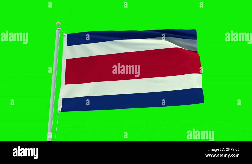 Seamless loop animation of the Costa Rica flag on a green screen ...