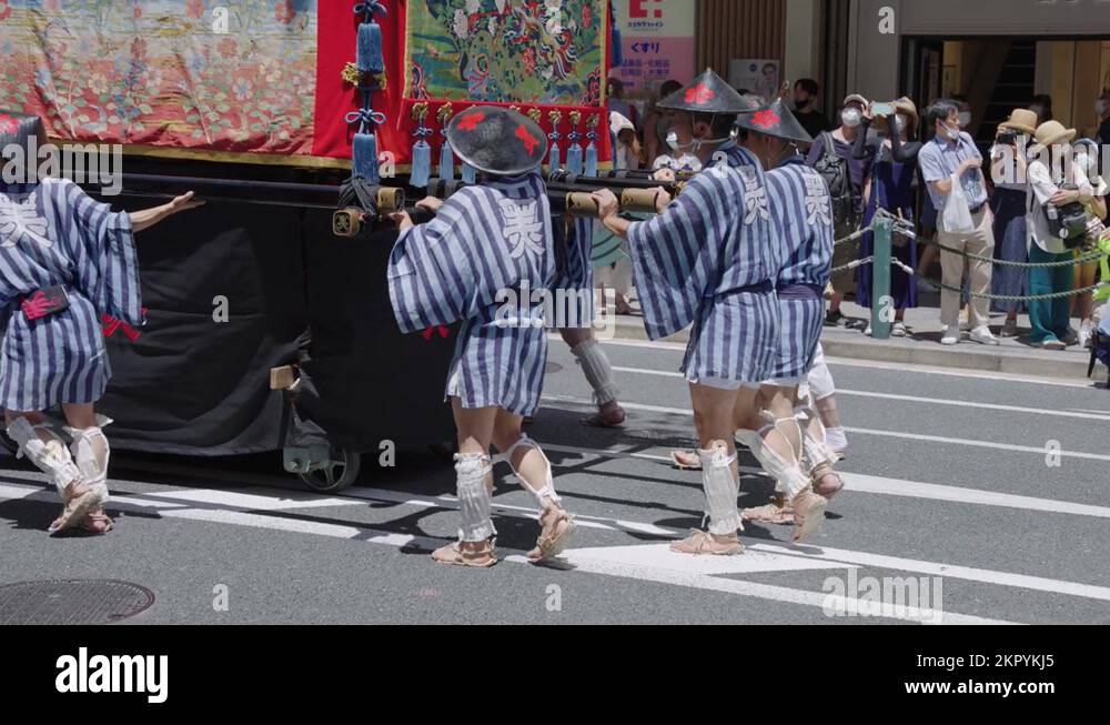 Traditional Japanese Festival Attire as Men Push Gion Matsuri Float Stock Video Footage - Alamy