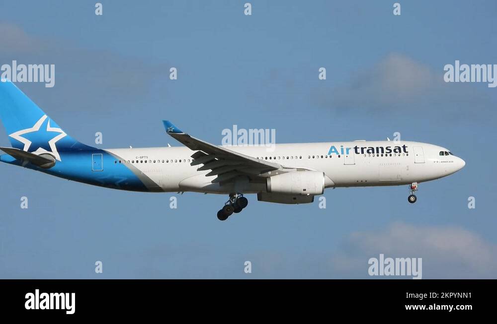 Air Transat Airbus A330 commercial aircraft, in flight, exterior with ...