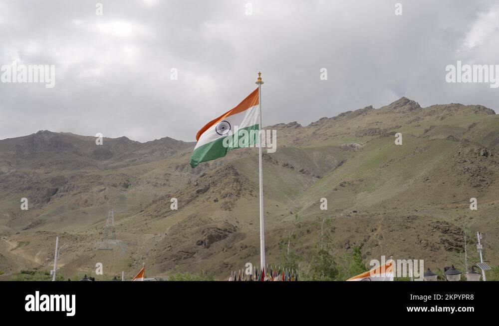 National Flag Of India At Kargil War Memorial With Rocky Mountain In ...