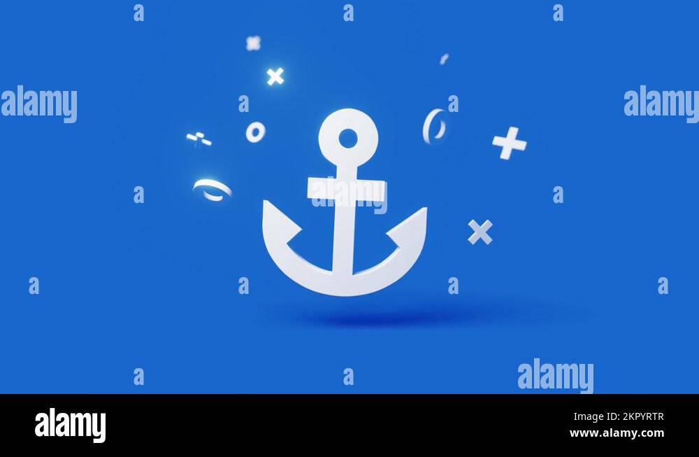 Anchor 3d icon on a simple blue background 4k seamless animation loop ...