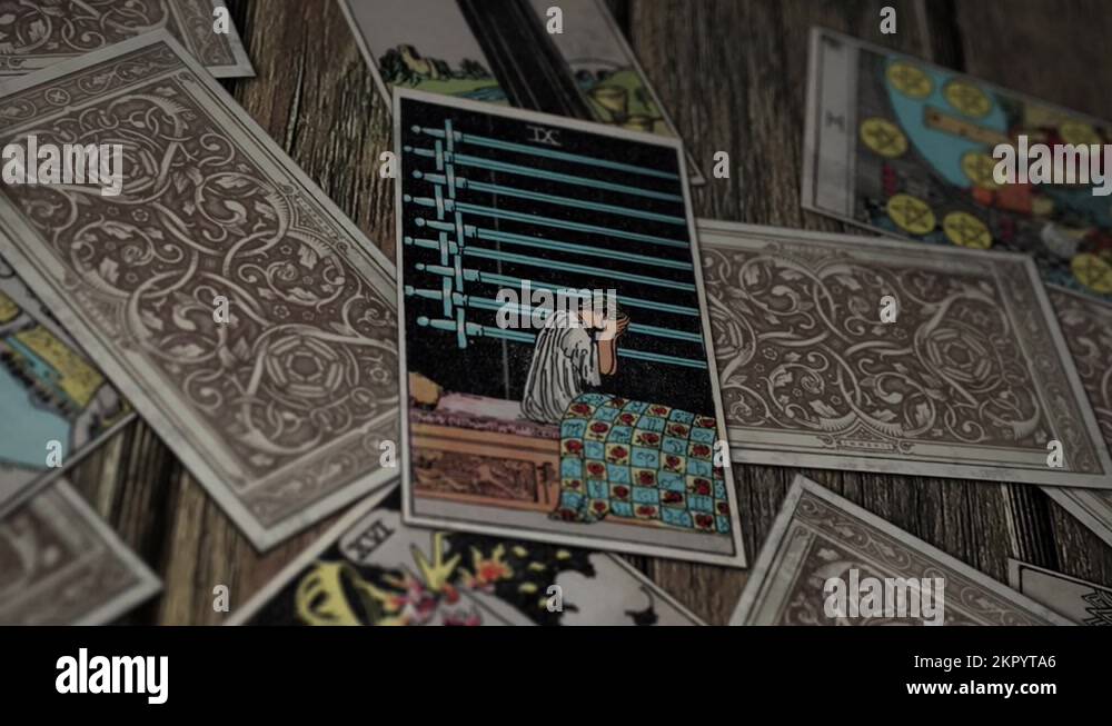 Nine Of Swords Card From Magic Tarot Deck Shows Spiritual Nightmares ...