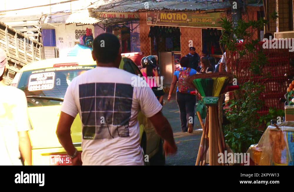 A typical crowded street in the favela of Rio de Janeiro, Brazil Stock ...